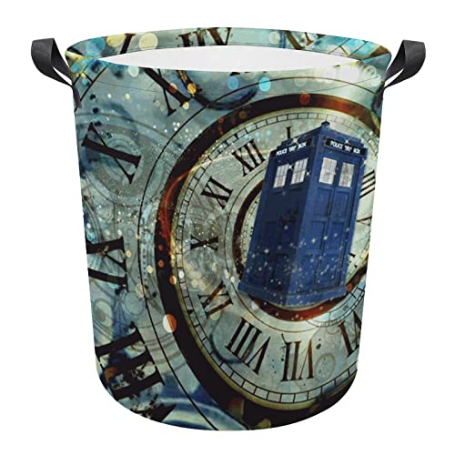 Doctor Dr Who Police Box Mice Large Laundry Basket Hamper Bag Washing with Handles for College Dorm Portable