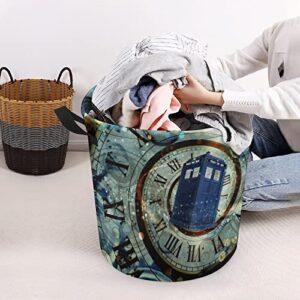 Doctor Dr Who Police Box Mice Large Laundry Basket Hamper Bag Washing with Handles for College Dorm Portable