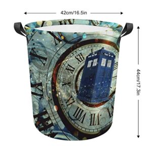 Doctor Dr Who Police Box Mice Large Laundry Basket Hamper Bag Washing with Handles for College Dorm Portable