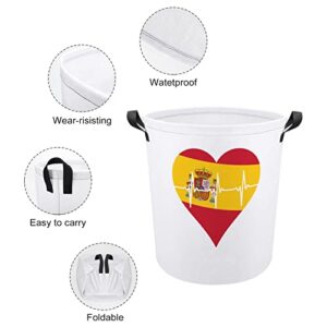 Love Spain Heartbeat Large Laundry Basket Hamper Bag Washing with Handles for College Dorm Portable