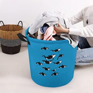 Orcas Killer Whale Large Laundry Basket Hamper Bag Washing with Handles for College Dorm Portable