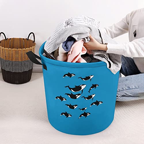 Orcas Killer Whale Large Laundry Basket Hamper Bag Washing with Handles for College Dorm Portable