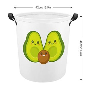 Cute Cartoon Avocado Family Large Laundry Basket Hamper Bag Washing with Handles for College Dorm Portable