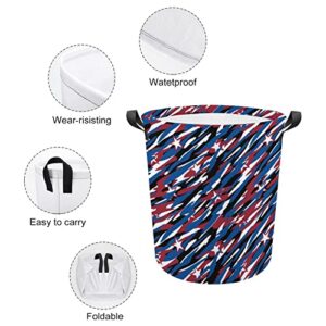 USA Patriotic Camouflage Large Laundry Basket Hamper Bag Washing with Handles for College Dorm Portable