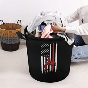 America Wrestling Flag Large Laundry Basket Hamper Bag Washing with Handles for College Dorm Portable