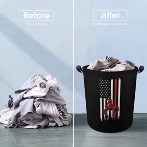 America Wrestling Flag Large Laundry Basket Hamper Bag Washing with Handles for College Dorm Portable