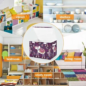 CaTaKu Bohemia Elephant Storage Bins with Lids and Handles, Fabric Large Storage Container Cube Basket with Lid Decorative Storage Boxes for Organizing Clothes