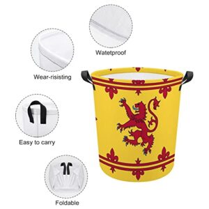 Scotland Scottish Rampant Lion Large Laundry Basket Hamper Bag Washing with Handles for College Dorm Portable