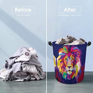 Colorful Lion Head Large Laundry Basket Hamper Bag Washing with Handles for College Dorm Portable