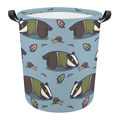 Badger and Snail Large Laundry Basket Hamper Bag Washing with Handles for College Dorm Portable