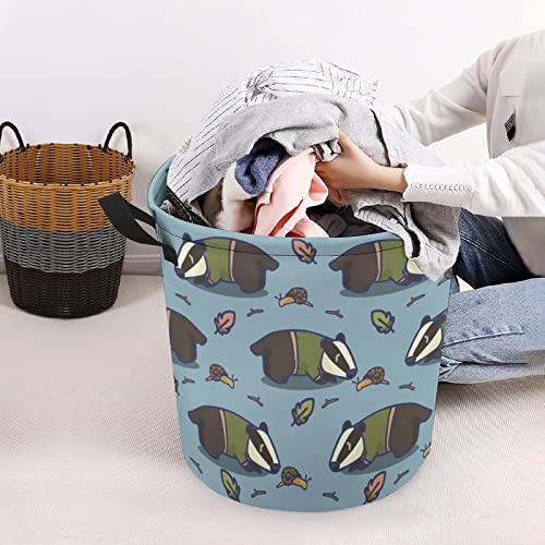 Badger and Snail Large Laundry Basket Hamper Bag Washing with Handles for College Dorm Portable