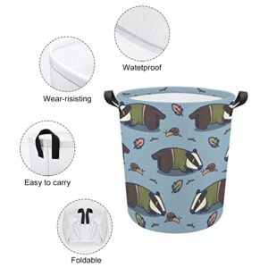 Badger and Snail Large Laundry Basket Hamper Bag Washing with Handles for College Dorm Portable