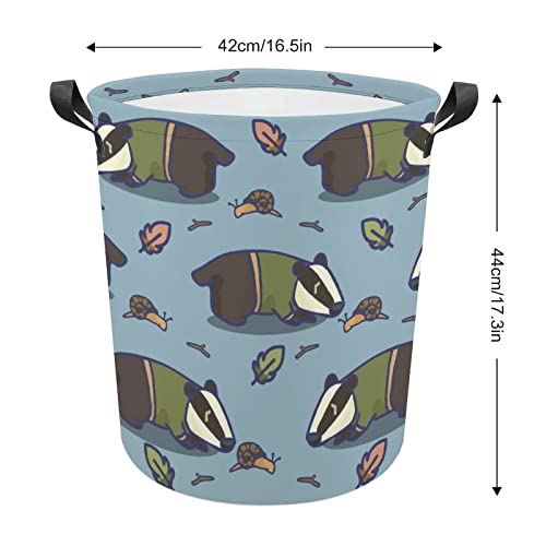 Badger and Snail Large Laundry Basket Hamper Bag Washing with Handles for College Dorm Portable