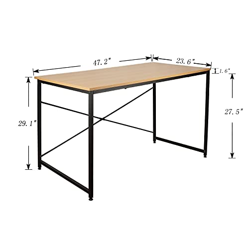 MJWDP Simple Computer Office Wooden Desk Wooden PC Laptop Study Table Workstation 47.2x23.6x29 Inch Brown