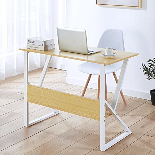 MJWDP 39X20X29Inch K-Shaped Computer Desk w/Shelf PC Laptop Table Study Workstation Office Home