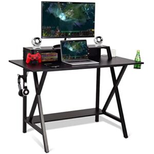 mjwdp computer desk writing workstation office gaming desk all-in- cup headphone holder power board