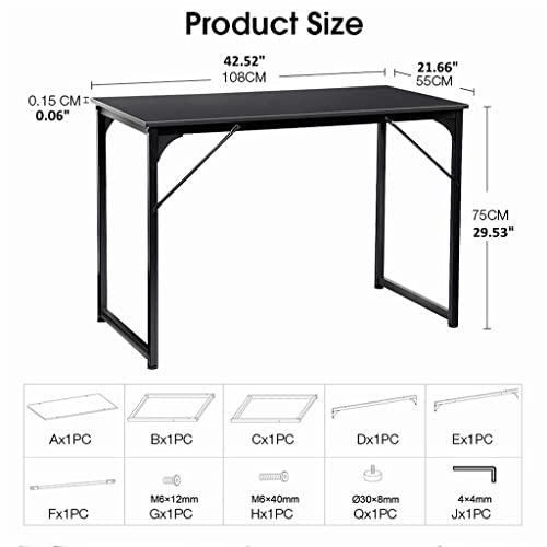 MJWDP Computer Desk 43" Wide Desktop Office Desk Waterproof Steel Frame Laptop Table Style Study Table for Home Office (Color : E, Size : 43")