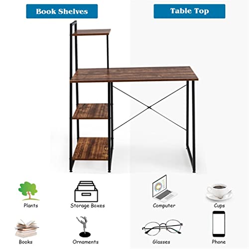 MJWDP Computer Desk with Bookshelf Study Desk Workstation with Bookcase Office Furniture