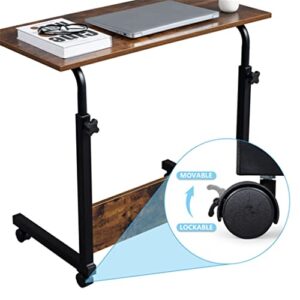 MJWDP Computer Desk Laptop Desk Rolling & Height Adjustable P2 15MM Chipboard & Steel Side Table with Baffle