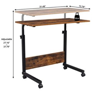 MJWDP Computer Desk Laptop Desk Rolling & Height Adjustable P2 15MM Chipboard & Steel Side Table with Baffle