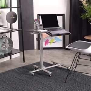 MJWDP Lifting Computer Desk Rolling Table Desk with Adjustable Height Laptop Notebook Swivel Desk with 5 Wheels Leg Table