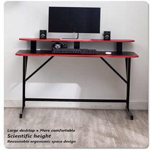 MJWDP Computer LaptopTable Style Computer Desk with 2 Tier Shelf Gaming Desk Writing Table for Home Office Studying Living Room