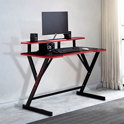 MJWDP Computer LaptopTable Style Computer Desk with 2 Tier Shelf Gaming Desk Writing Table for Home Office Studying Living Room