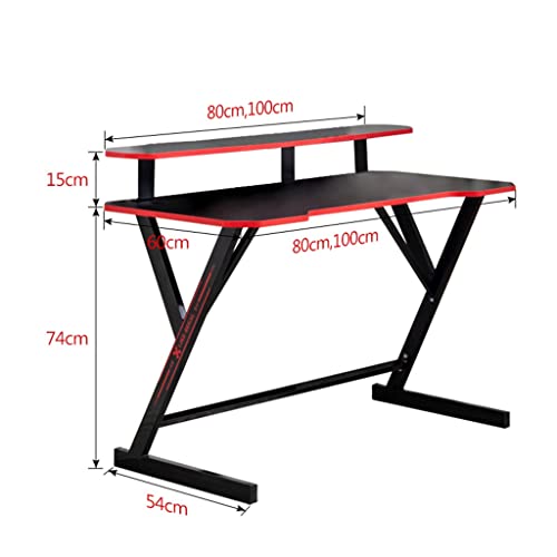 MJWDP Computer LaptopTable Style Computer Desk with 2 Tier Shelf Gaming Desk Writing Table for Home Office Studying Living Room