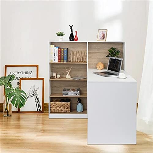 MJWDP Particleboard Pasted Triamine Steel Frame with Four Simple Bookshelf Computer Table Home Office Desk Office Furniture