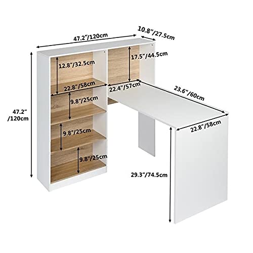 MJWDP Particleboard Pasted Triamine Steel Frame with Four Simple Bookshelf Computer Table Home Office Desk Office Furniture