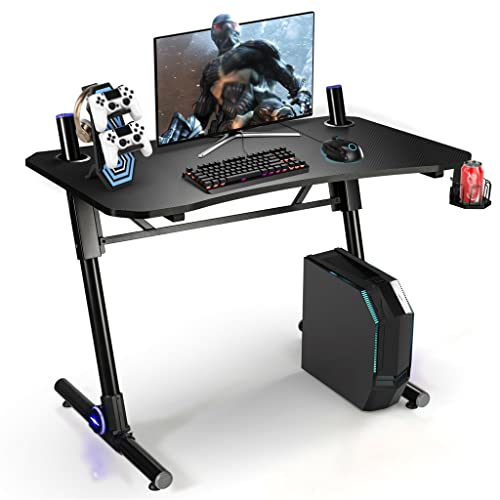 MJWDP Computer Desk Height Adjustable Multifunctional Desk with LED Light and Gamepad Holder