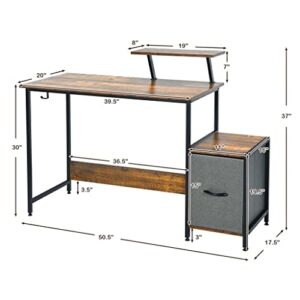 MJWDP Computer Desk Writing Workstation with Removable Storage Shelves and Shelves for Home Office