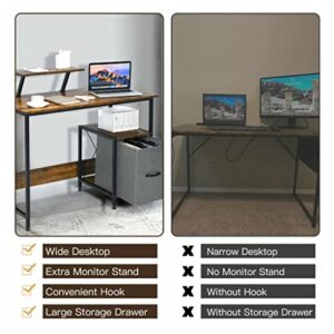 MJWDP Computer Desk Writing Workstation with Removable Storage Shelves and Shelves for Home Office