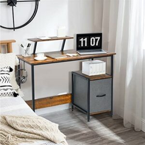 MJWDP Computer Desk Writing Workstation with Removable Storage Shelves and Shelves for Home Office