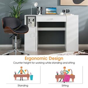 MJWDP Counter Height Sewing Craft Desk Computer Desk with Adjustable Shelves and Drawers