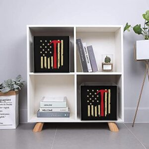 American Carpenter Flag Collapsible Storage Bins Cubes Organizer Trendy Fabric Storage Boxes Inserts Cube Drawers 11 Inch