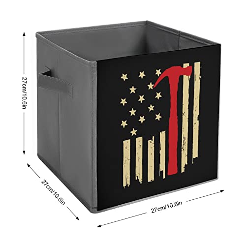 American Carpenter Flag Collapsible Storage Bins Cubes Organizer Trendy Fabric Storage Boxes Inserts Cube Drawers 11 Inch