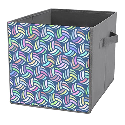 Volleyballs Colored Art Collapsible Storage Bins Cubes Organizer Trendy Fabric Storage Boxes Inserts Cube Drawers 11 Inch