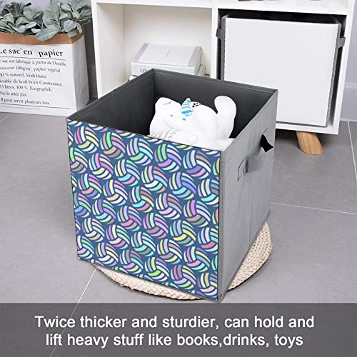 Volleyballs Colored Art Collapsible Storage Bins Cubes Organizer Trendy Fabric Storage Boxes Inserts Cube Drawers 11 Inch