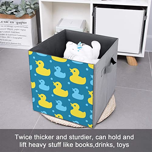 Yellow Rubber Ducks Collapsible Storage Bins Cubes Organizer Trendy Fabric Storage Boxes Inserts Cube Drawers 11 Inch