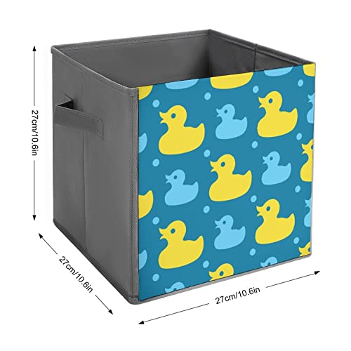 Yellow Rubber Ducks Collapsible Storage Bins Cubes Organizer Trendy Fabric Storage Boxes Inserts Cube Drawers 11 Inch