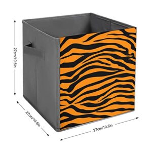 Tiger Stripes Collapsible Storage Bins Cubes Organizer Trendy Fabric Storage Boxes Inserts Cube Drawers 11 Inch