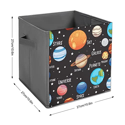 Solar System Planet Collapsible Storage Bins Cubes Organizer Trendy Fabric Storage Boxes Inserts Cube Drawers 11 Inch