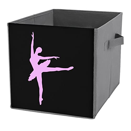 Cartoon Dancing Ballet Collapsible Storage Bins Cubes Organizer Trendy Fabric Storage Boxes Inserts Cube Drawers 11 Inch