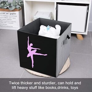 Cartoon Dancing Ballet Collapsible Storage Bins Cubes Organizer Trendy Fabric Storage Boxes Inserts Cube Drawers 11 Inch