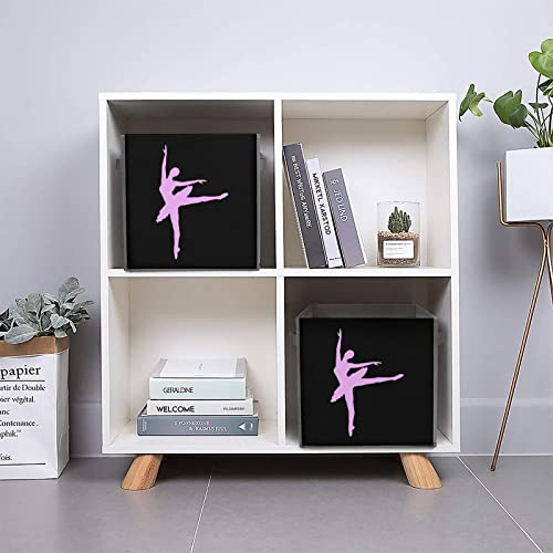 Cartoon Dancing Ballet Collapsible Storage Bins Cubes Organizer Trendy Fabric Storage Boxes Inserts Cube Drawers 11 Inch