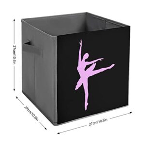 Cartoon Dancing Ballet Collapsible Storage Bins Cubes Organizer Trendy Fabric Storage Boxes Inserts Cube Drawers 11 Inch