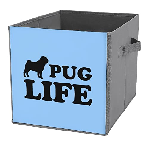 Pug-Life Collapsible Storage Bins Cubes Organizer Trendy Fabric Storage Boxes Inserts Cube Drawers 11 Inch