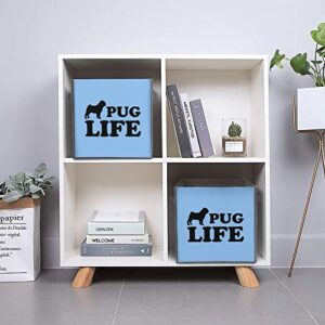 Pug-Life Collapsible Storage Bins Cubes Organizer Trendy Fabric Storage Boxes Inserts Cube Drawers 11 Inch