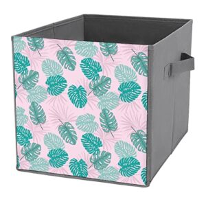 tropical leaves monstera collapsible storage bins cubes organizer trendy fabric storage boxes inserts cube drawers 11 inch